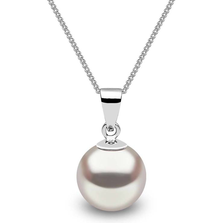 8 5 9mm Cultured Freshwater White Pearl In 18ct White Gold Necklace