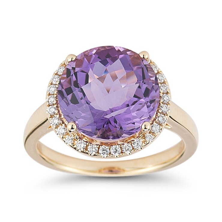 Lilac Amethyst and 0.20ctw Diamond Ring, 18ct Rose Gold | Costco UK