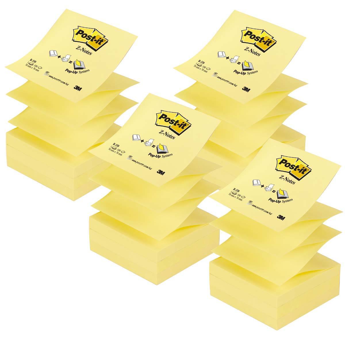 Post-it® Z-Note, (76 x 76mm) Canary Yellow - 4 x 12 Pack ...