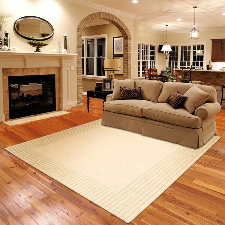 Embossed Border Rug in Cream, 175 x 114cm | Costco UK