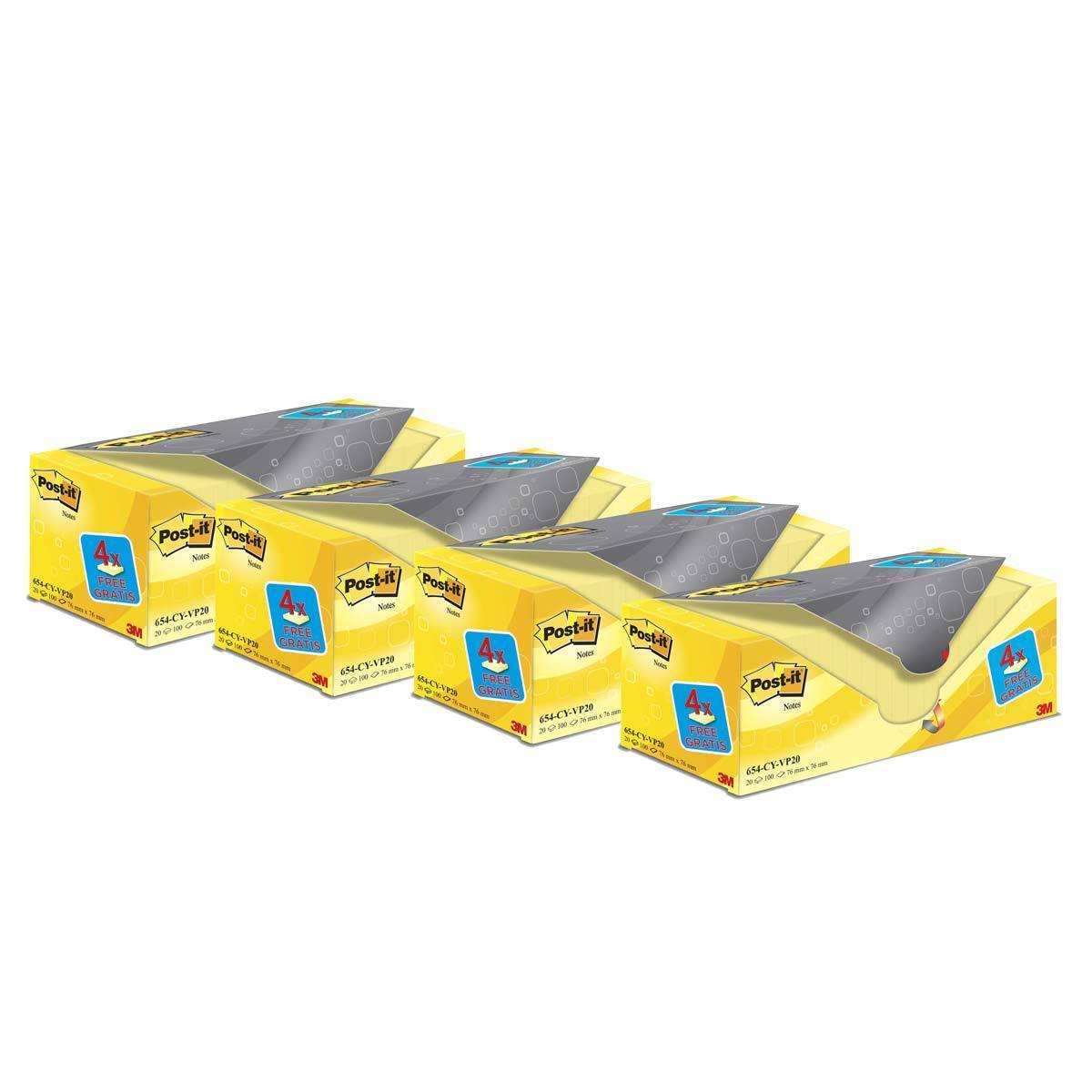 Post-It®+ Sticky Notes, (76 x 76mm) Canary Yellow - 4 x 2...