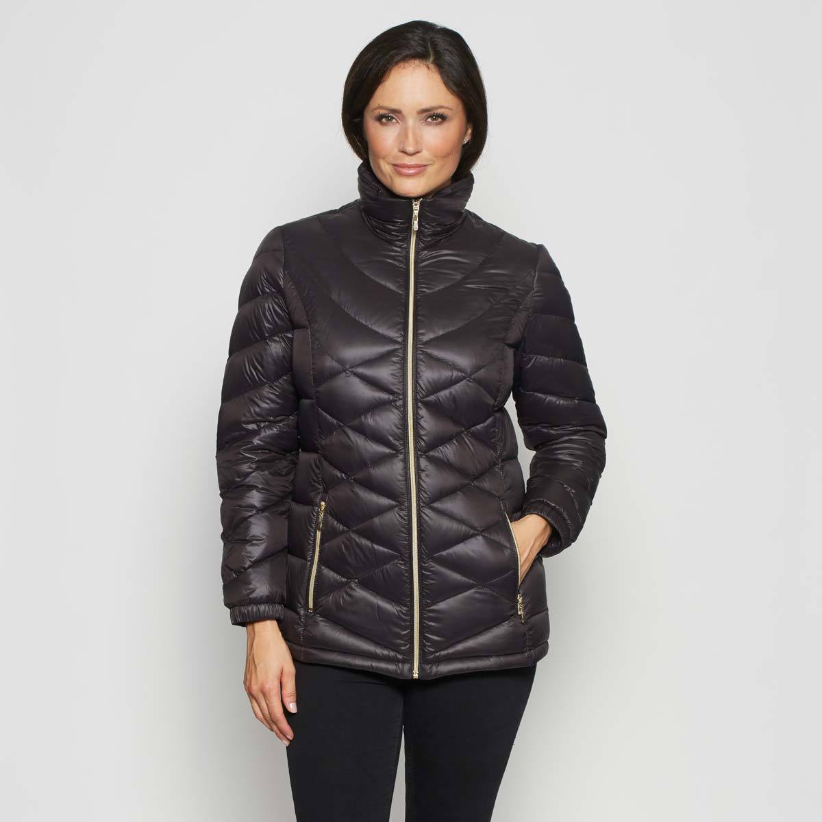 David Barry Women's Zip Fronted Down Filled Jacket in Bla...