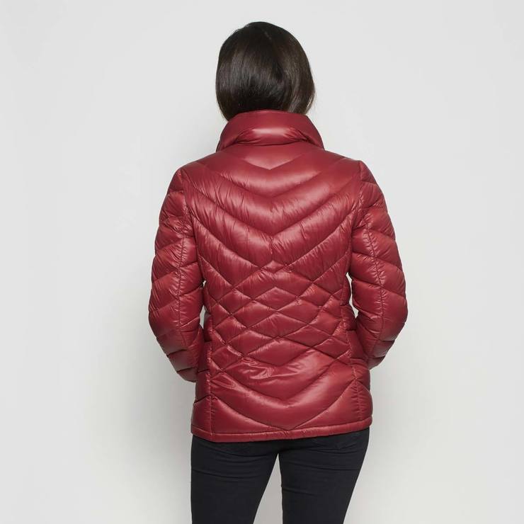 David Barry Women's Zip Fronted Down Filled Jacket in Berry, Size 10 ...