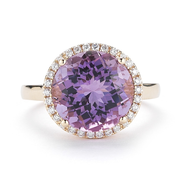Lilac Amethyst and 0.20ctw Diamond Ring, 18ct Rose Gold | Costco UK