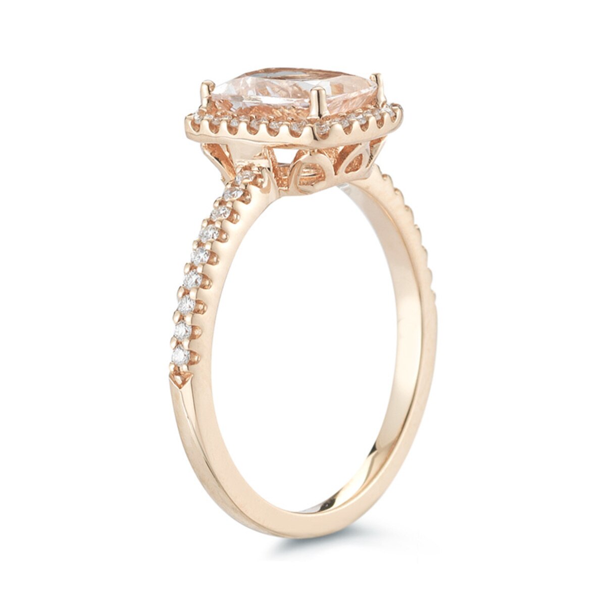 Morganite and 0.23ctw Diamond Ring, 18ct Rose Gold | Costco UK