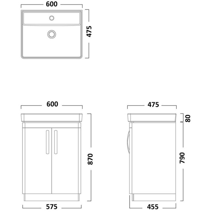 Tavistock Compass 600 Free Standing Vanity Unit with Basin in White ...