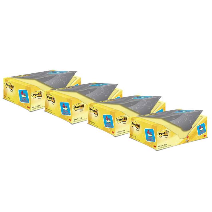 Post-It®+ Sticky Notes, (76 x 127mm) Canary Yellow - 4 x 20 Pack ...
