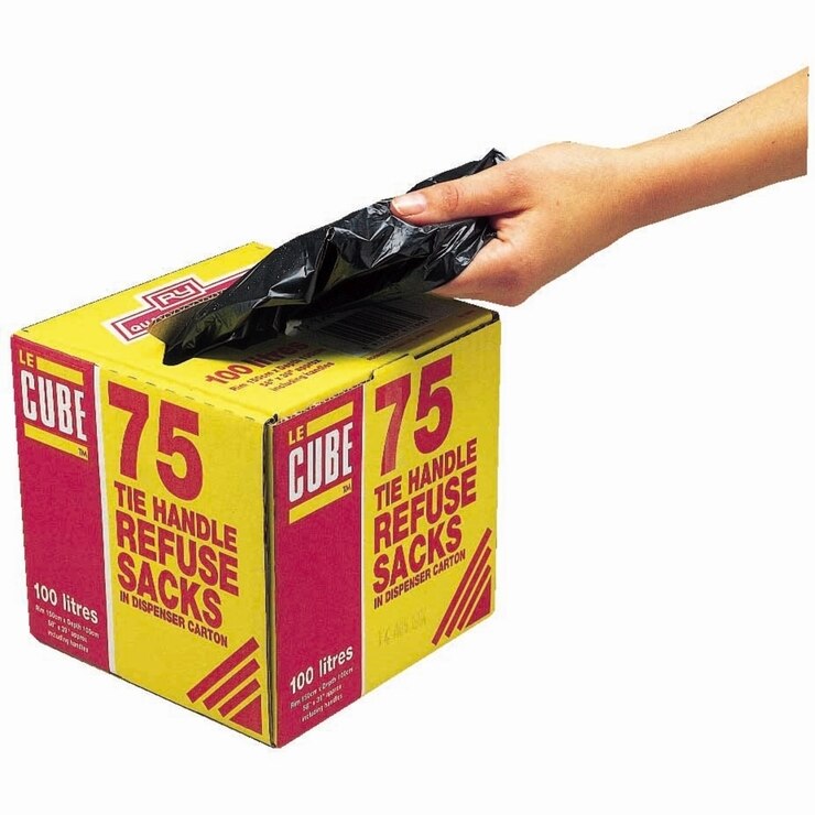 Le Cube Tie-Handle Black Refuse Bags Dispenser Pack | Costco UK