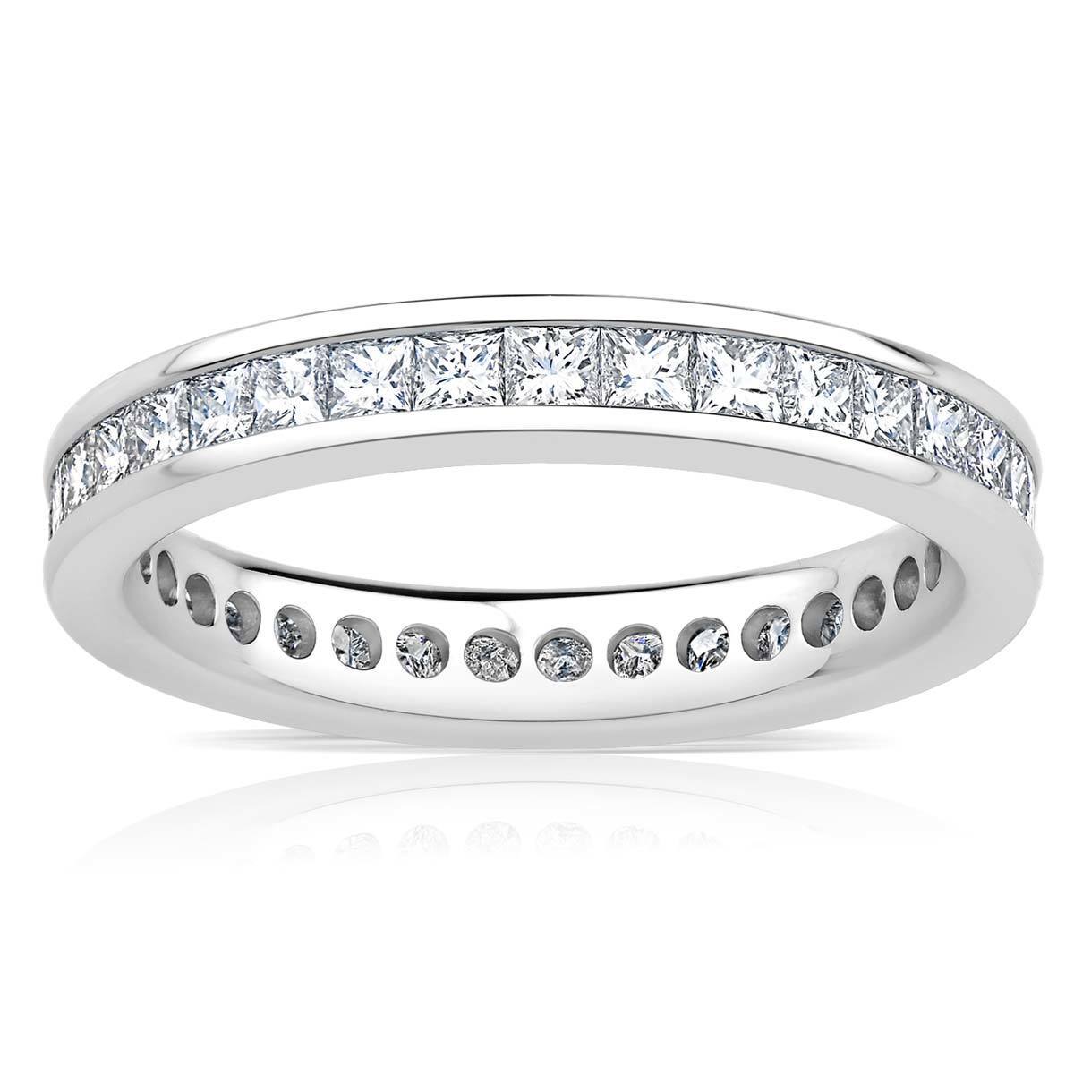 1.00ctw Princess Cut Channel Set Diamond Eternity Ring, 18ct White Gold ...
